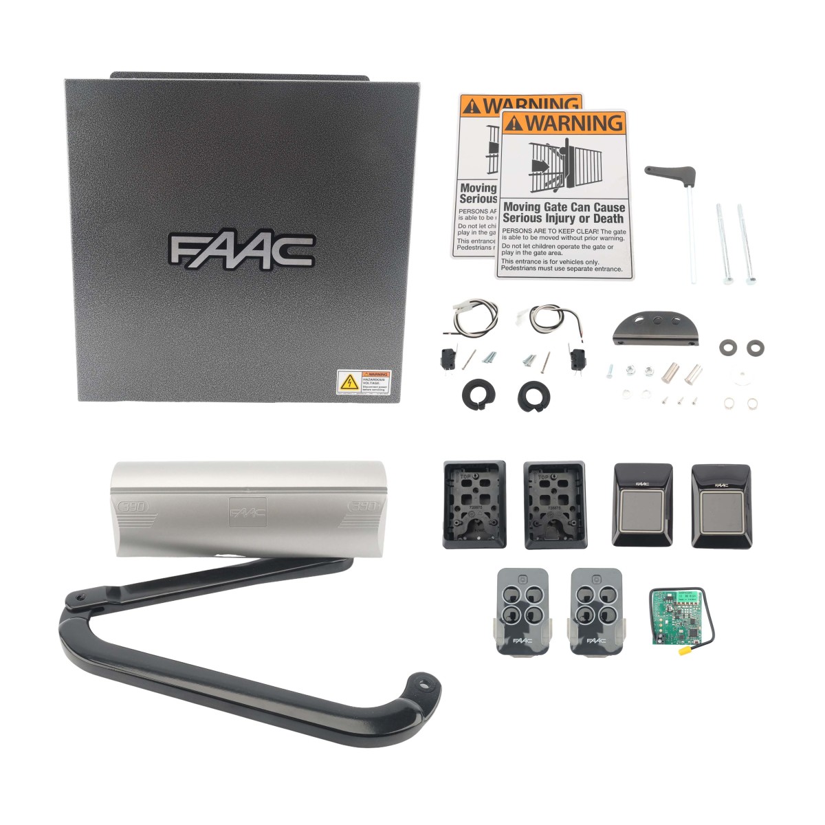 FAAC 390 Single Articulated Arm Swing Gate Opener Kit (14ft / 600 lbs ...