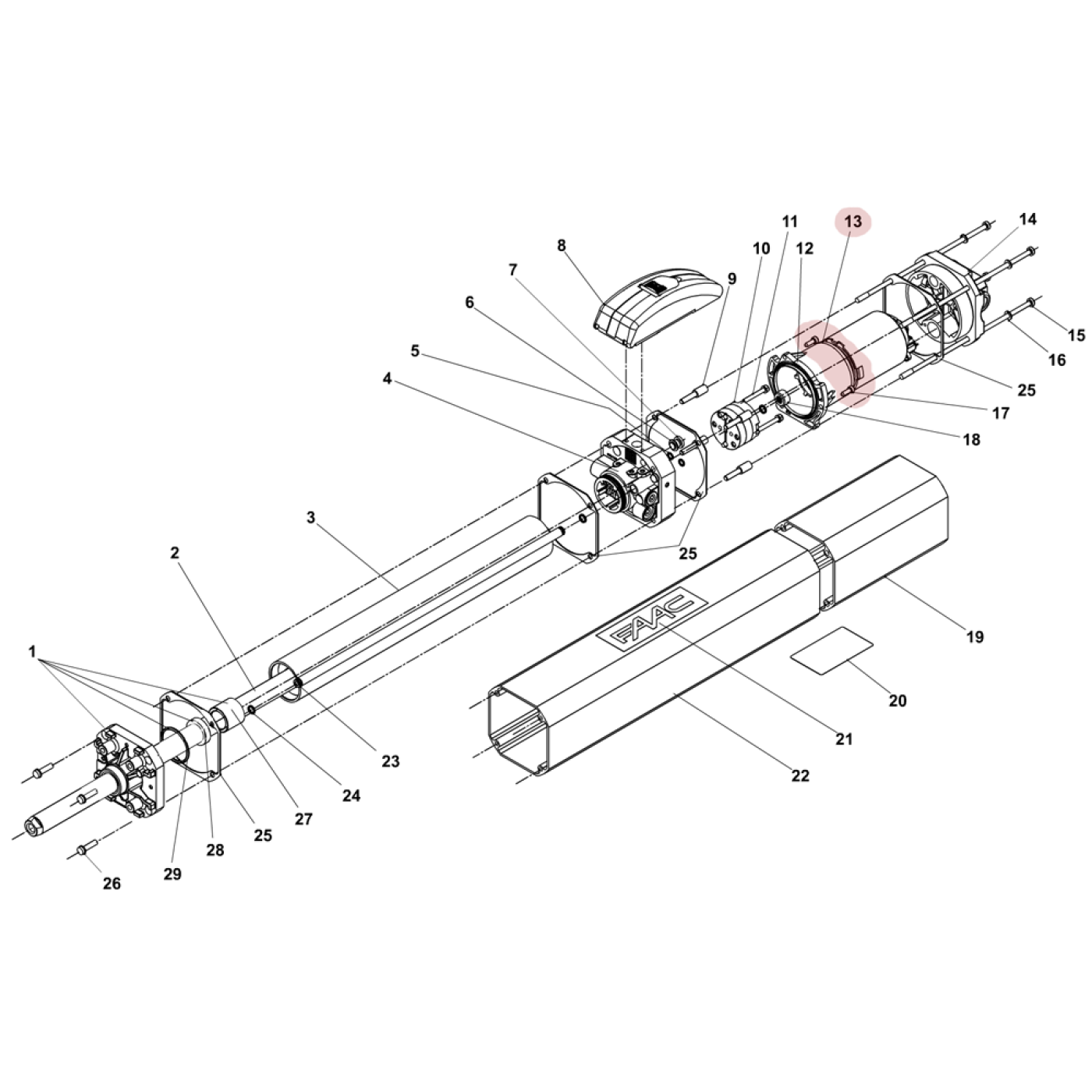 Motor Assembly for S450H - FAAC 63000636 | Fast Gate Openers