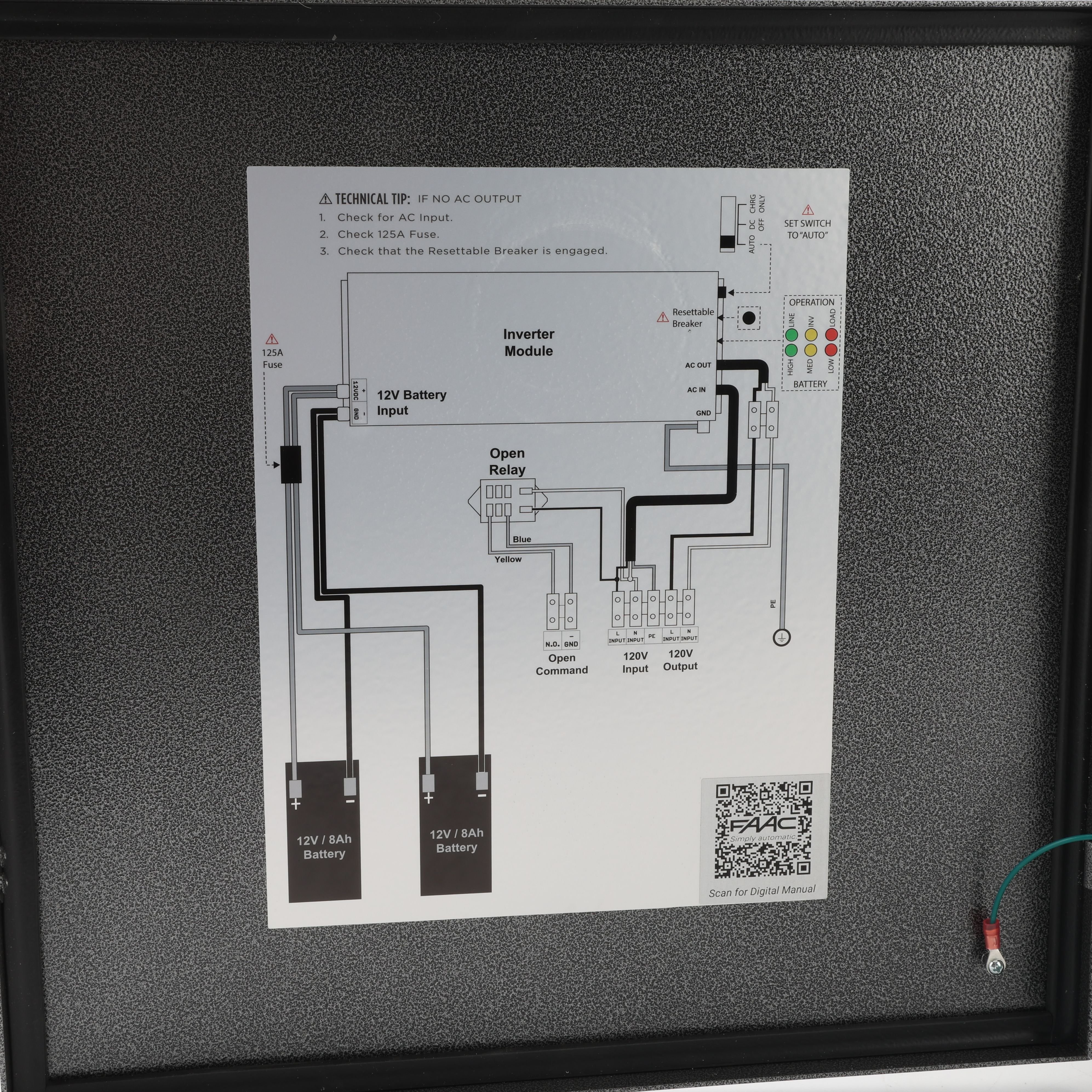 FAAC 115V AC Battery Backup For 402, 422, 400, 750, and 844 Series ...